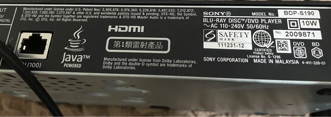 Sony blue ray disc/DVD player (Complete set) with 2 blue Ray shade and ...
