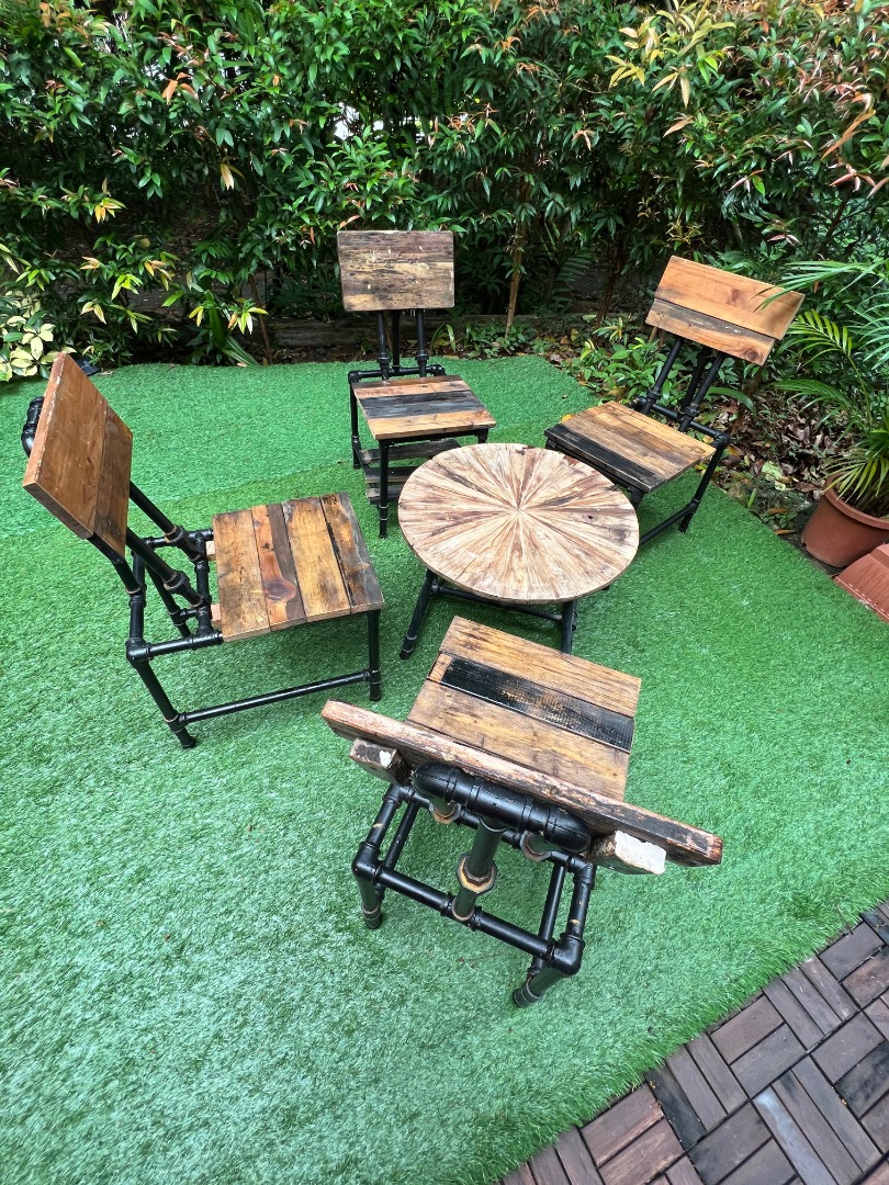 Table Chair Set Industrial Pipe Garden Porch Patio Art Deco, Everything ...