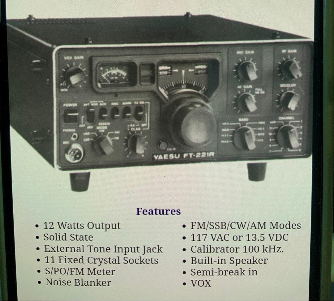 Yaesu Ft-221r vhf transceiver, Audio, Other Audio Equipment on Carousell