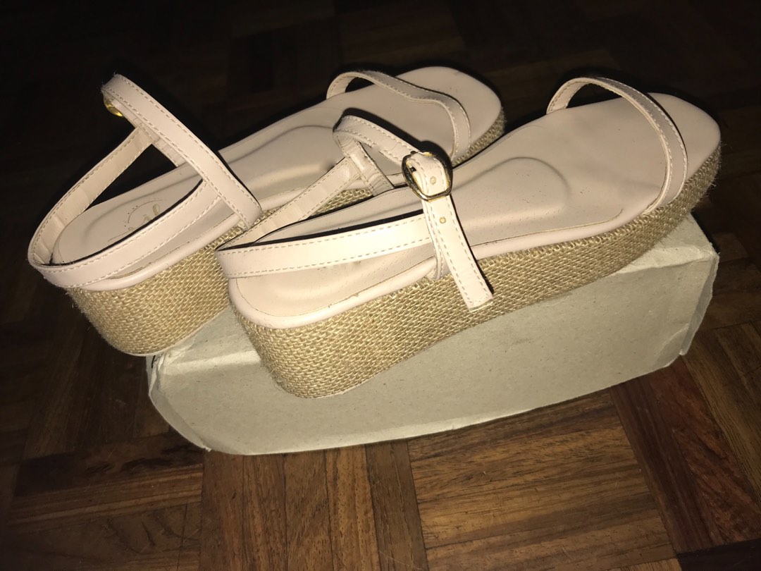 Taupe / nude rattan abaca wedge, Women's Fashion, Footwear, Wedges on ...