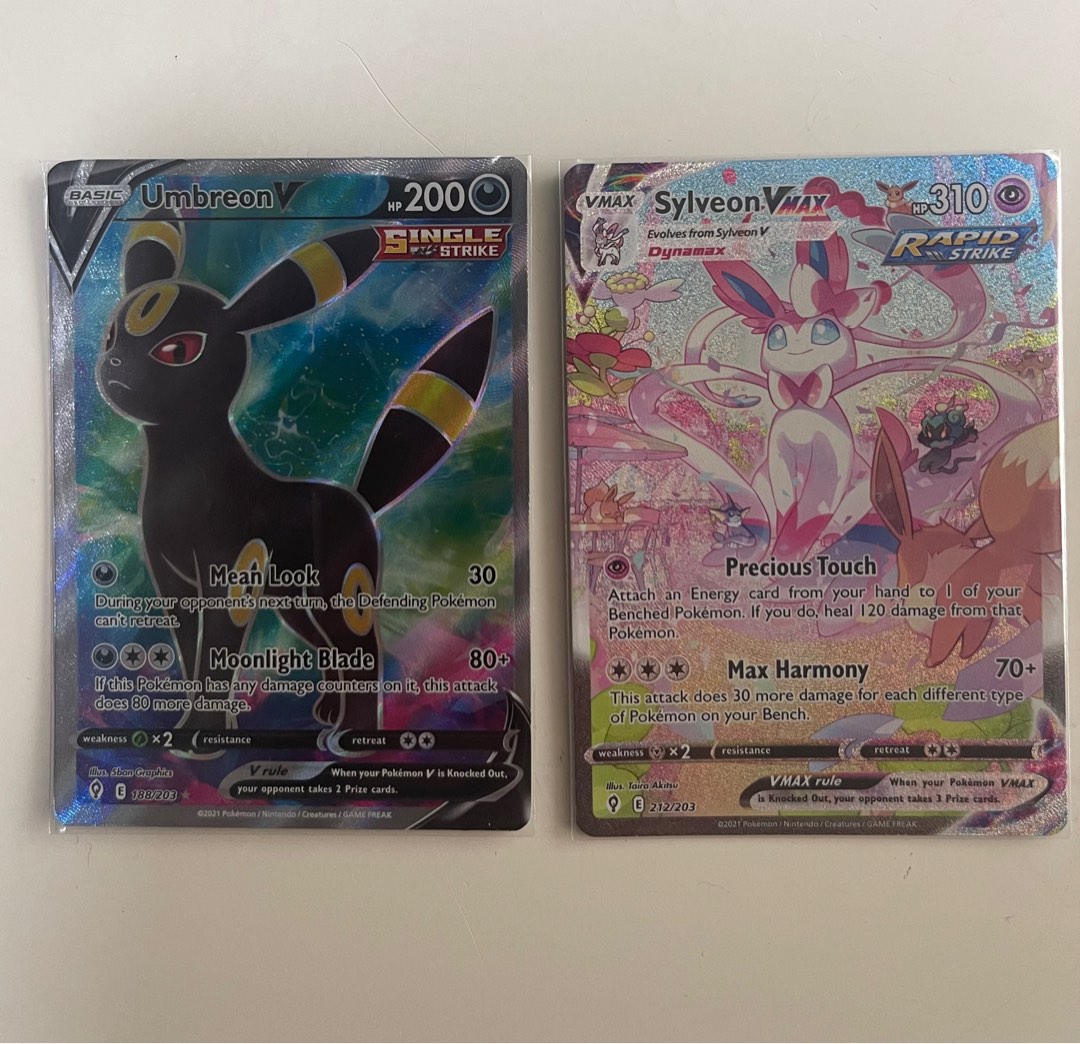 Umbreon FA and Sylveon VMAX AA, Hobbies & Toys, Toys & Games on Carousell