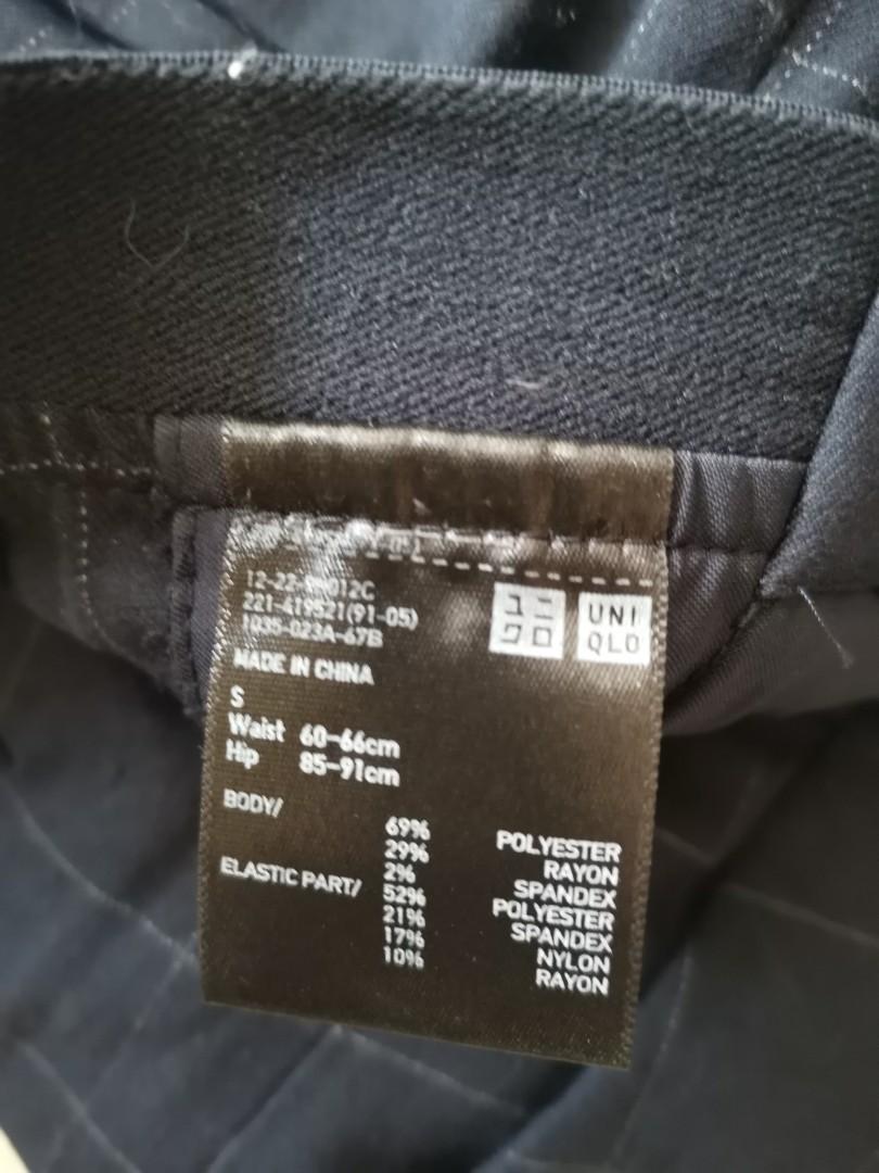 Uniqlo grid ezy ankle pants navy blue, Women's Fashion, Bottoms, Other ...