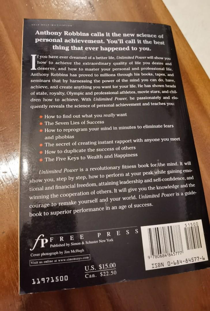 Unlimited Power Book By Anthony Robbins, Hobbies & Toys, Books ...