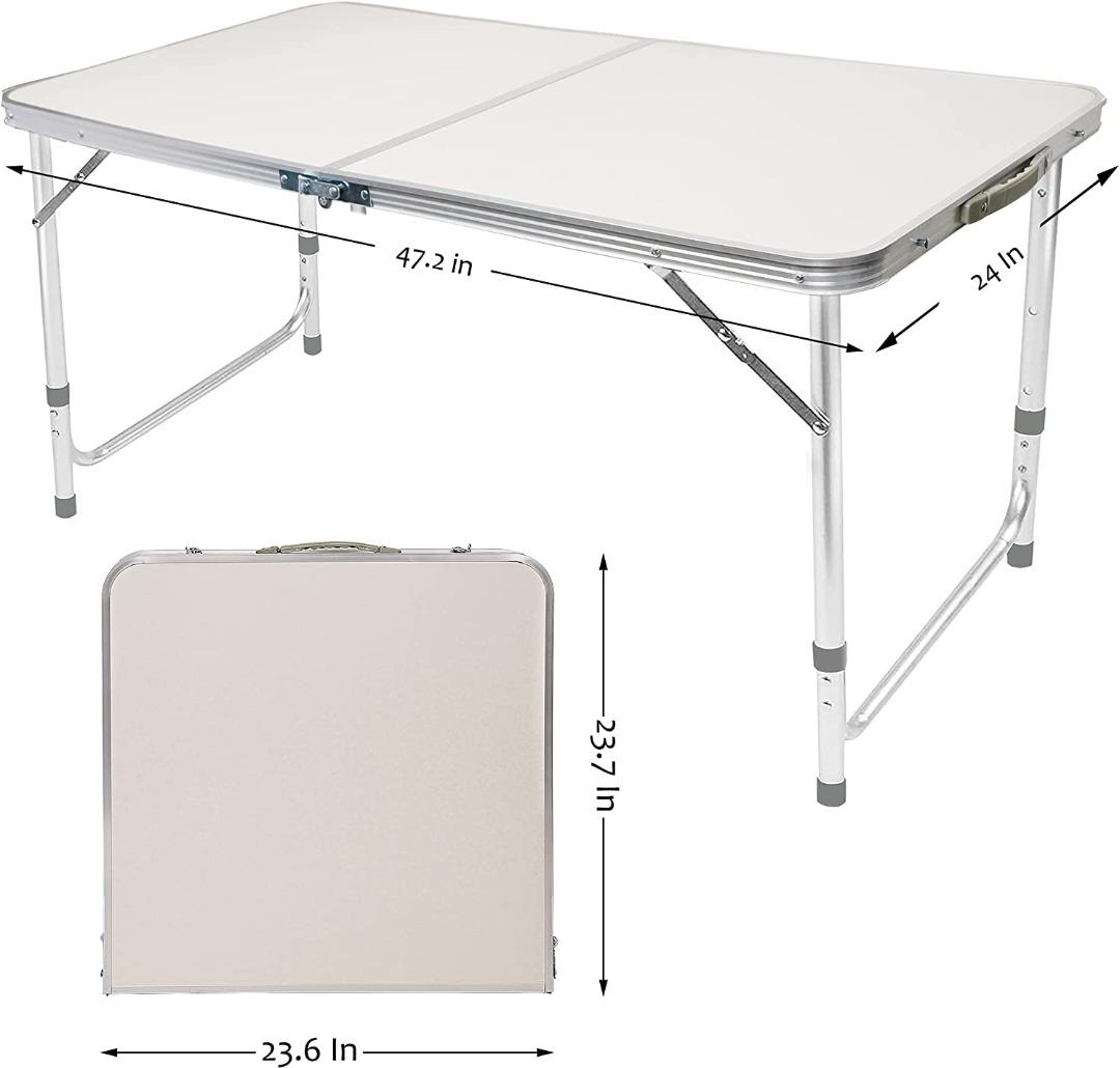 (Used) FORUP Folding Camping Table, 4 Ft Aluminum Folding Table with ...