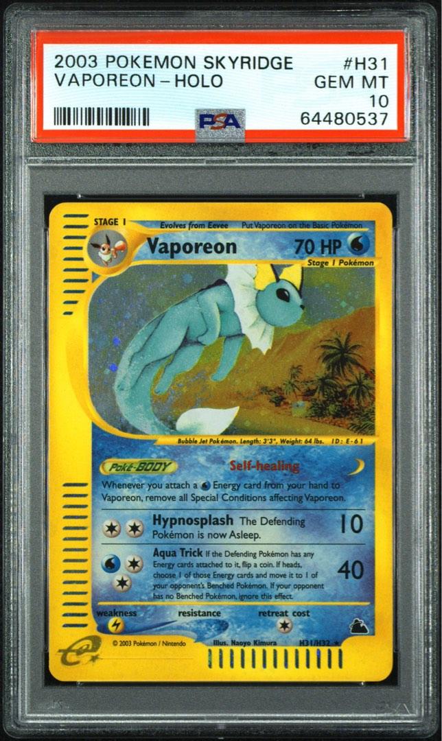 Vaporeon Holo Skyridge PSA 10 Pokemon Rare Low Pop, Hobbies & Toys ...