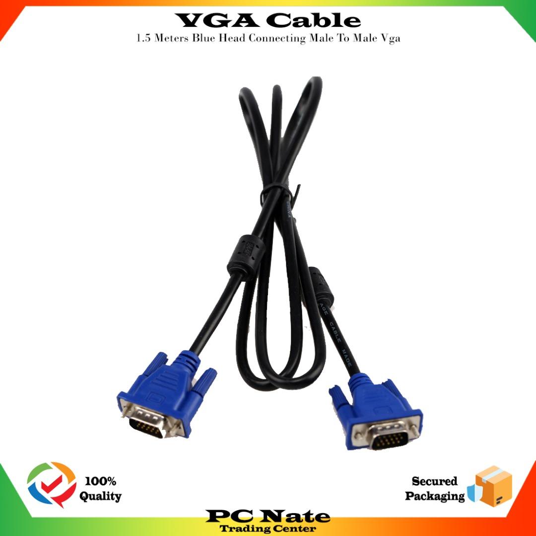 VGA Cable 1.5 Meters Blue Head Connecting Male To Male VGA, Computers ...