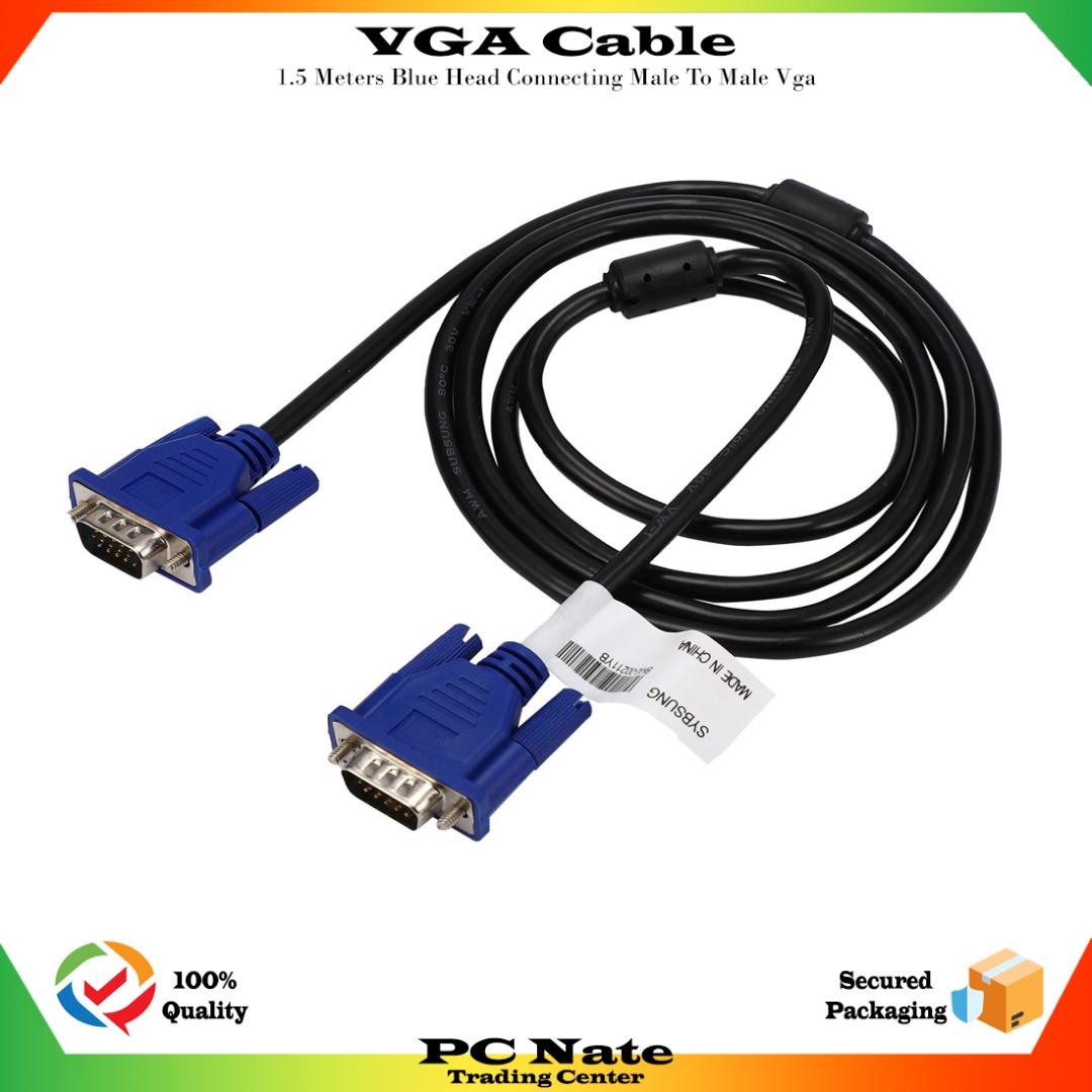VGA Cable 1.5 Meters Blue Head Connecting Male To Male VGA, Computers ...