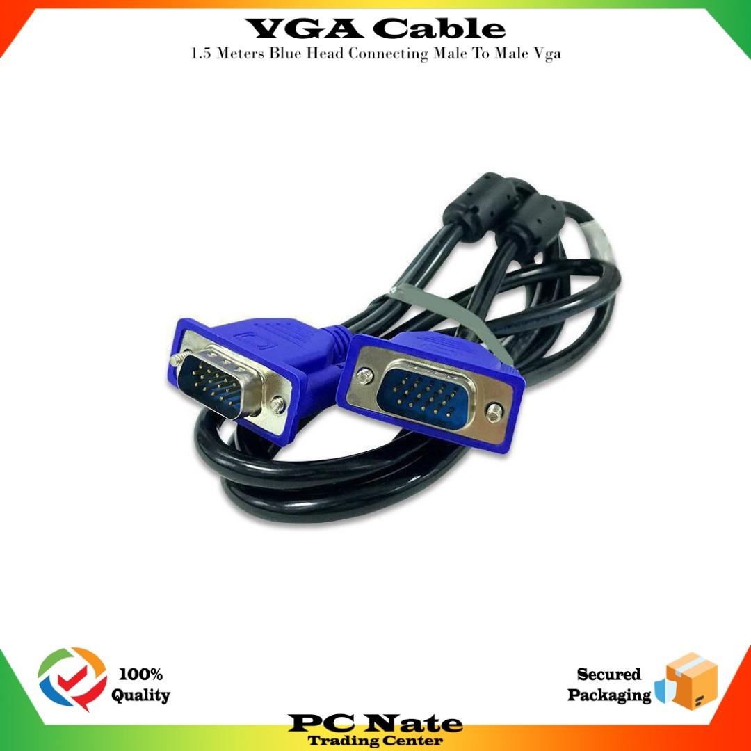 VGA Cable 1.5 Meters Blue Head Connecting Male To Male VGA, Computers ...