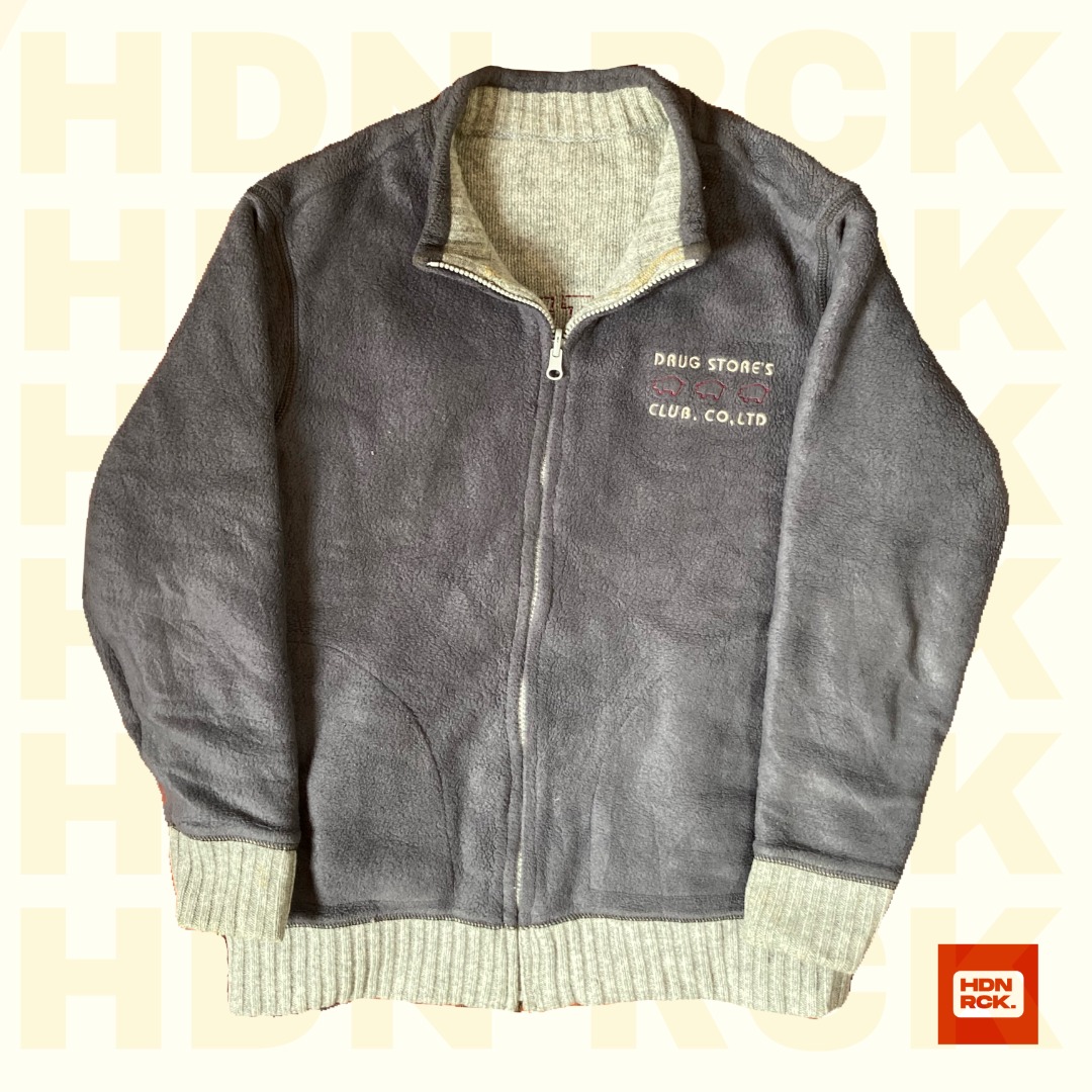Vintage 90's Japanese Drug Store Club Wool Reversible Sweater Jacket ...