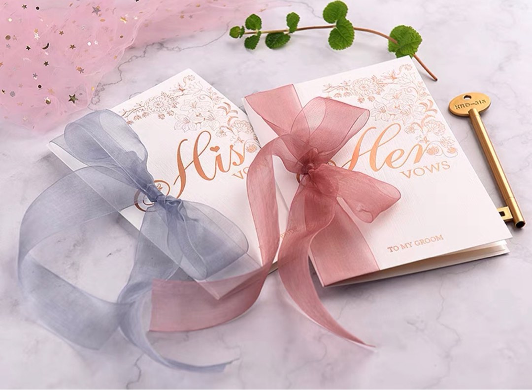 Gold Foil Prints Vow Cards for ROM/ Wedding/ Solemnisation, Hobbies ...