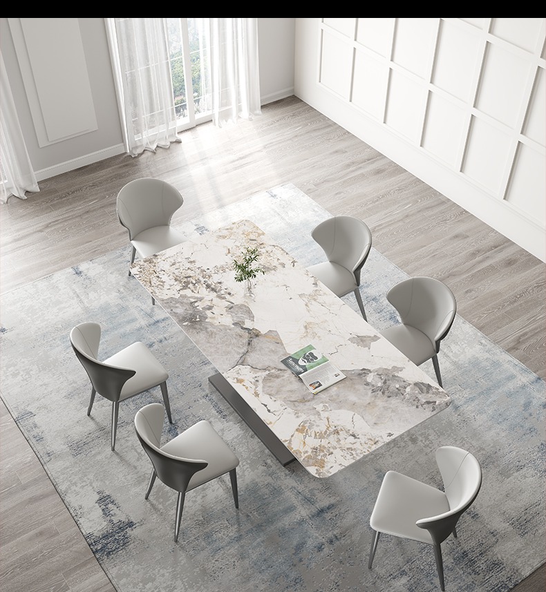 White Stone Marble Dining Table and Chairs, Furniture & Home Living ...