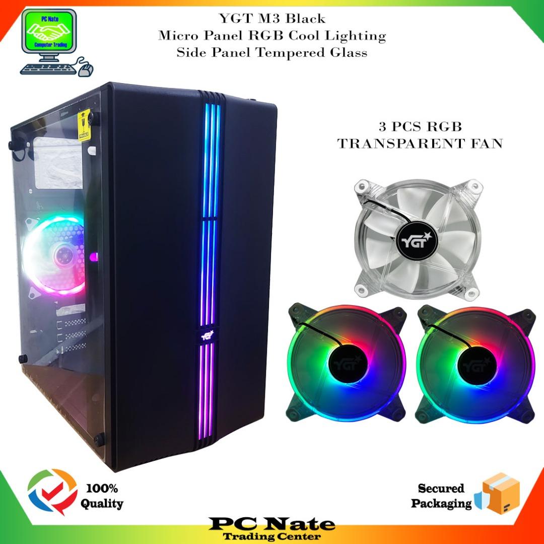 YGT M3 Gaming Case LED RGB Cool Lighting, Tempered Glass Side Panel ...