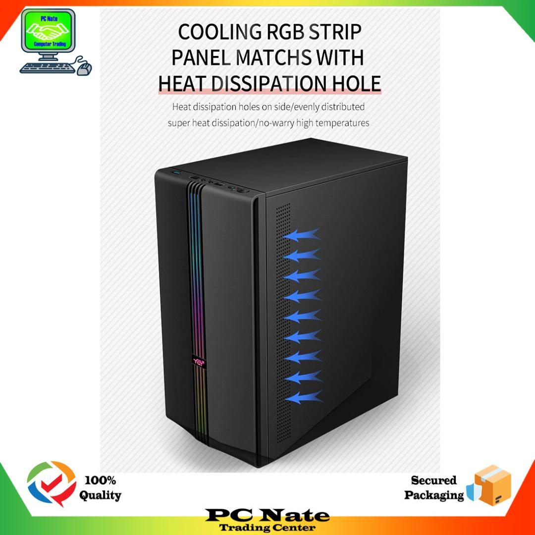 YGT M3 Gaming Case LED RGB Cool Lighting, Tempered Glass Side Panel ...