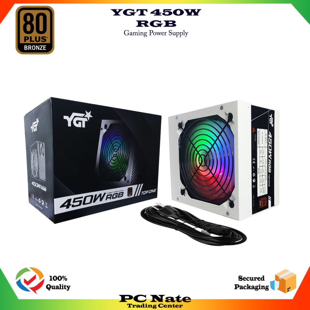 YGT TOP ONE Gaming Power Supply 450w RGB 80+Bronze Trurated PSU, Computers & Tech, Parts ...