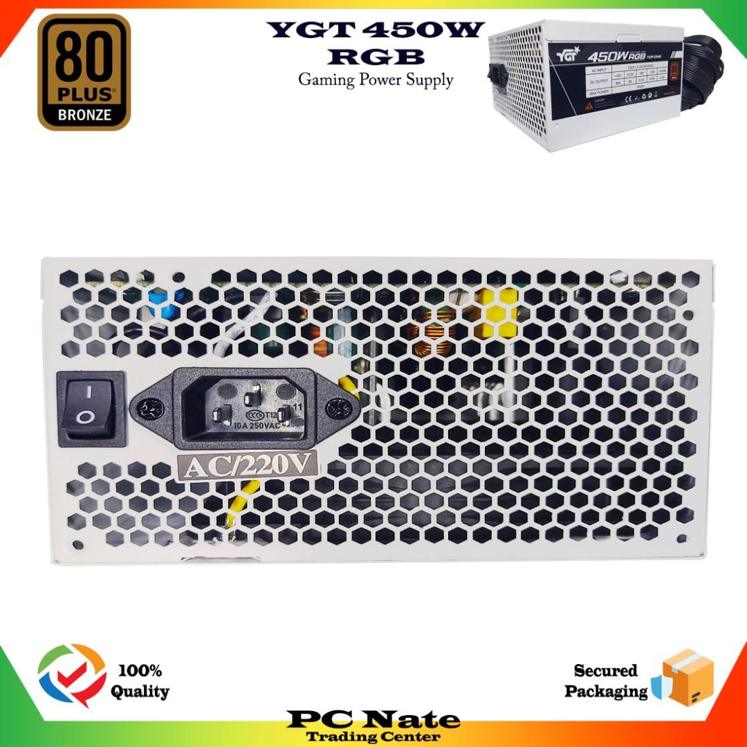 YGT TOP ONE Gaming Power Supply 450w RGB 80+Bronze Trurated PSU ...
