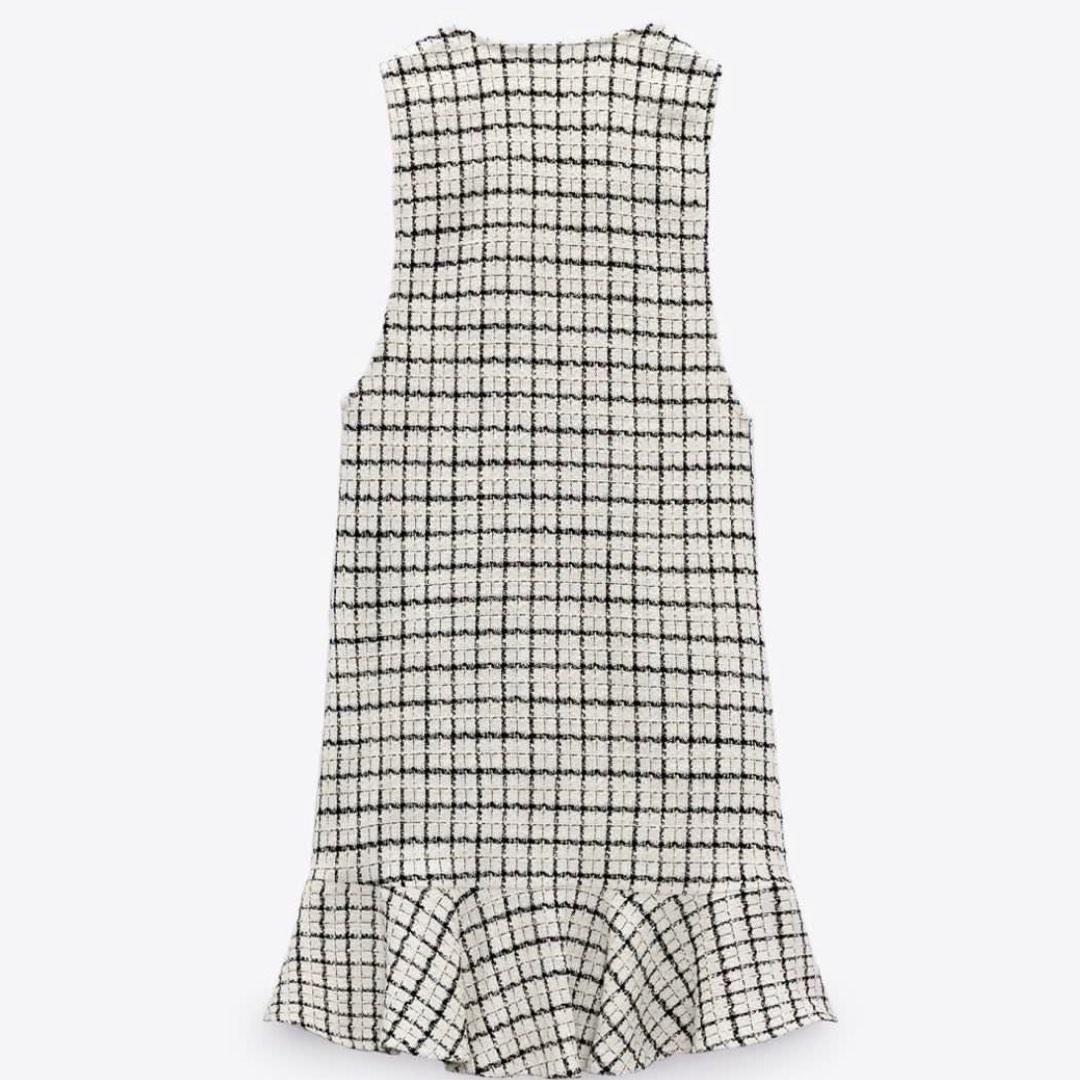 Zara Check Dress with Ruffle Details, Women's Fashion, Dresses & Sets ...