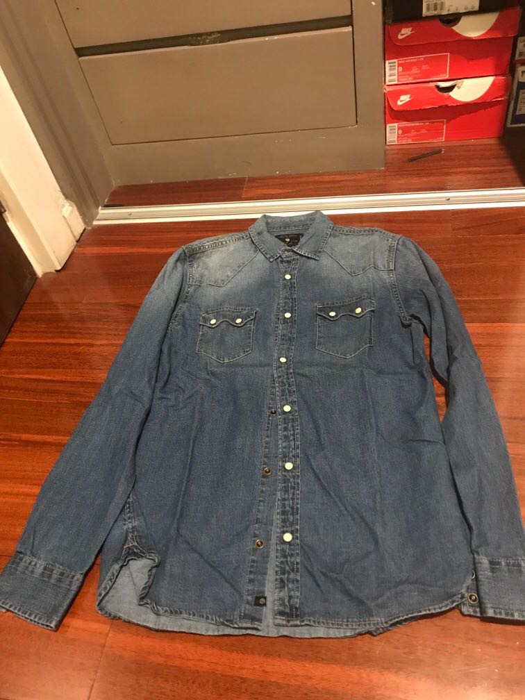 Zara Man denim polo, Men's Fashion, Tops & Sets, Tshirts & Polo Shirts ...