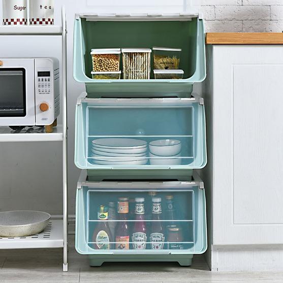 45L Stackable Storage Box with Front Open Lid, Furniture & Home Living ...