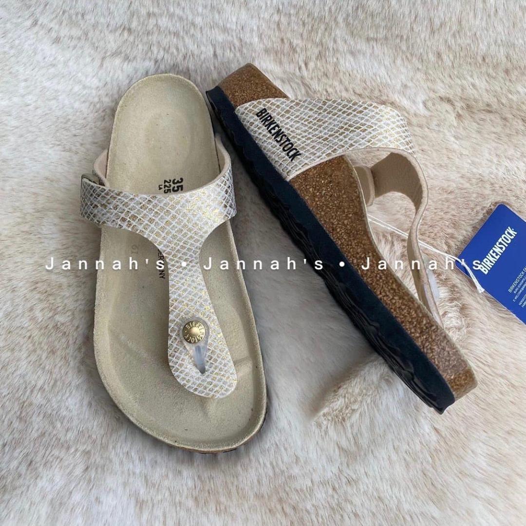 Birkenstock Gizeh Shiny Python Eggshell, Women's Fashion, Footwear ...