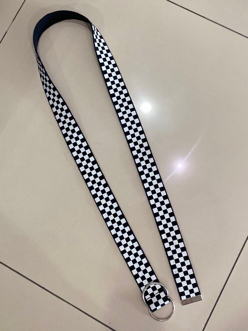 Black and White Checkered Belt, Women's Fashion, Watches & Accessories ...