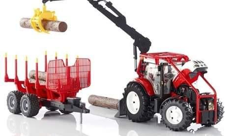 BRUDER 3093 Steyr CVT 6230 Forestry Tractor with Trailer and 4 Logs ...