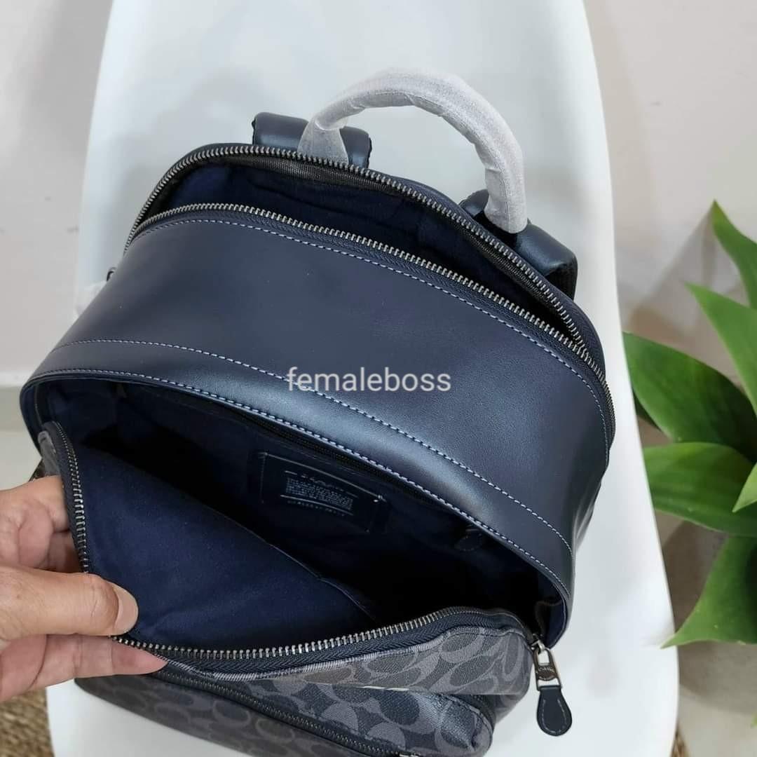 CB909 Coach West Backpack In Signature Canvas With Varsity Motif, Women ...