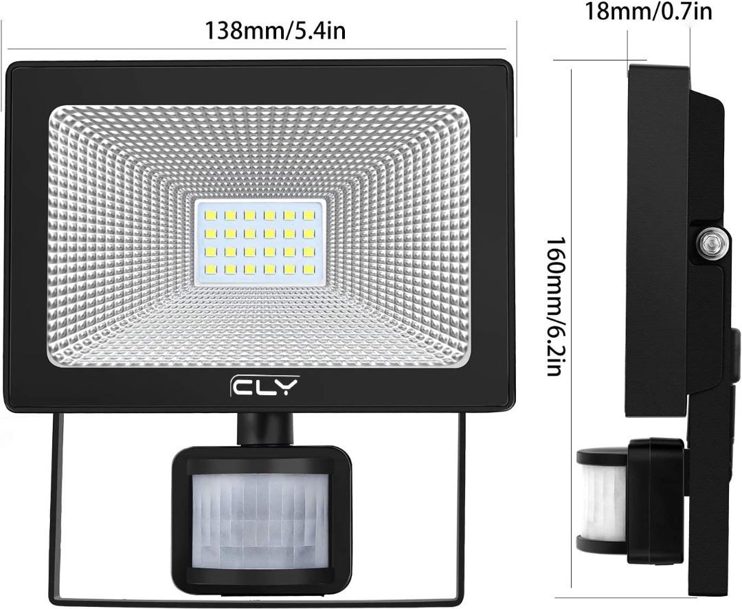 CLY 20W Security Lights with PIR Sensor, 2M Long Cable Outdoor LED ...