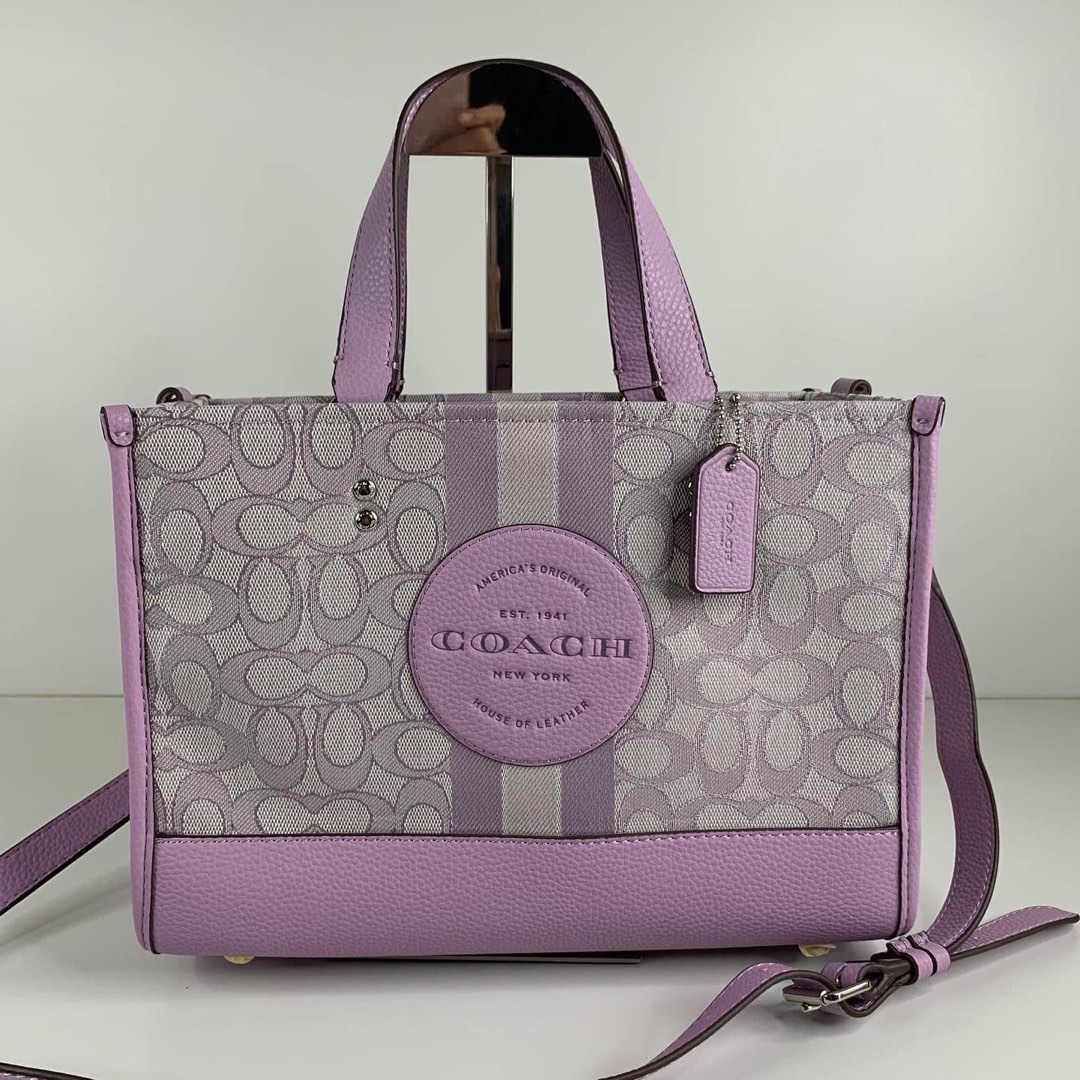 Coach Dempsey Carryall in Signature Jacquard (lilac), Women's Fashion ...
