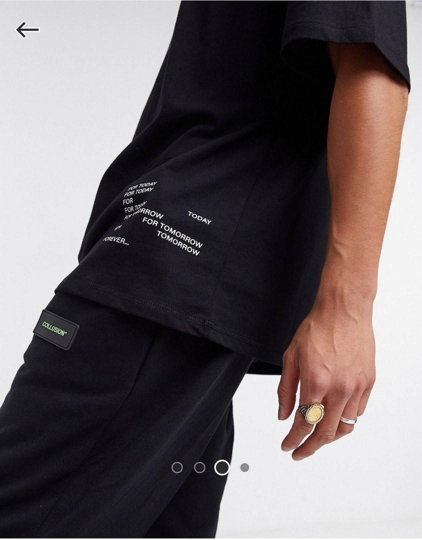 COLLUSION oversized t-shirt with print and contrast stitch detail, Men ...
