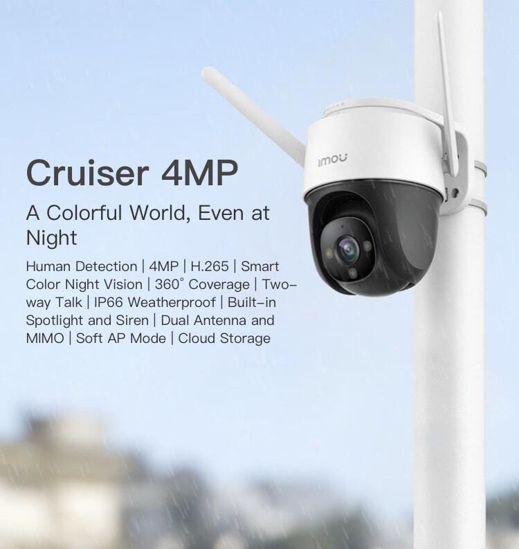 IMOU Cruiser 4MP Full Color Outdoor Pan and Tilt 360 Smart Wi-Fi CCTV ...