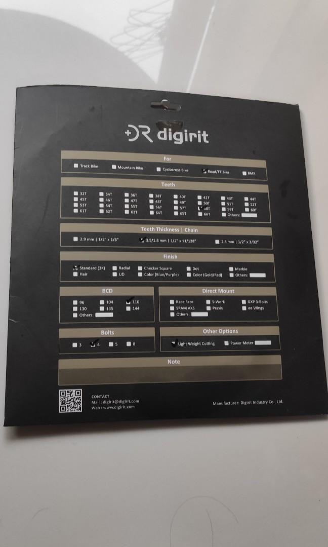 Digirit carbon chainring 58T, Sports Equipment, Bicycles & Parts, Parts ...