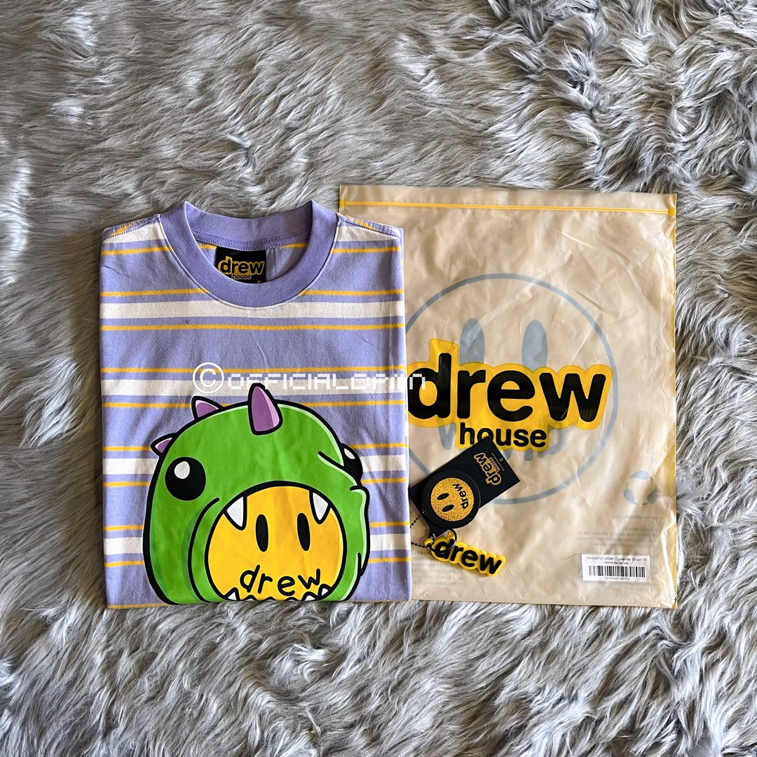 Drew House Lavender Striped Dino Tee, Men's Fashion, Tops & Sets ...