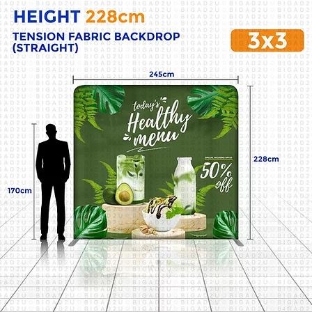 Fabric Backdrop 3x3(Straight)*8ft(W)x7.5ft(H)for Exhibition,Event ...