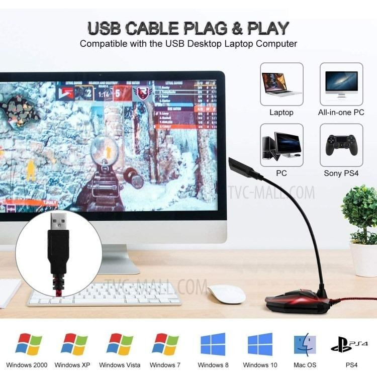 G55 Professional USB Gaming Microphone for Computer Desktop Condenser ...