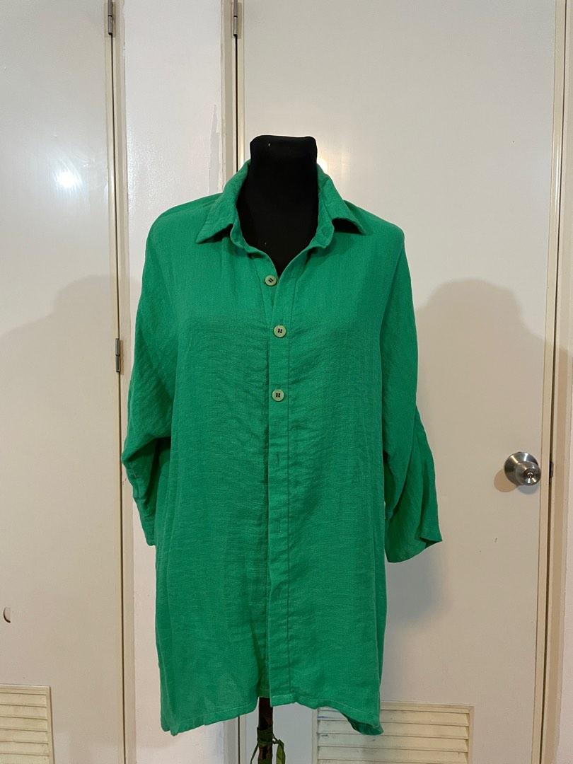green flannel, Women's Fashion, Tops, Longsleeves on Carousell