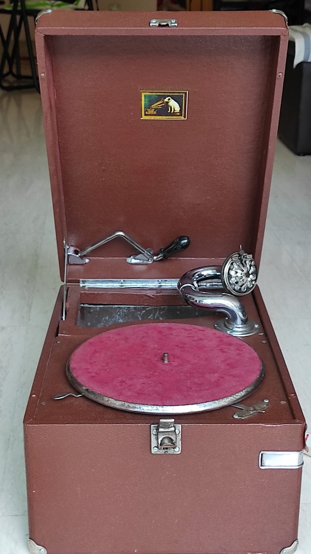 HMV His Master's Voice Hand Crank Winding Portable Gramophone Record ...