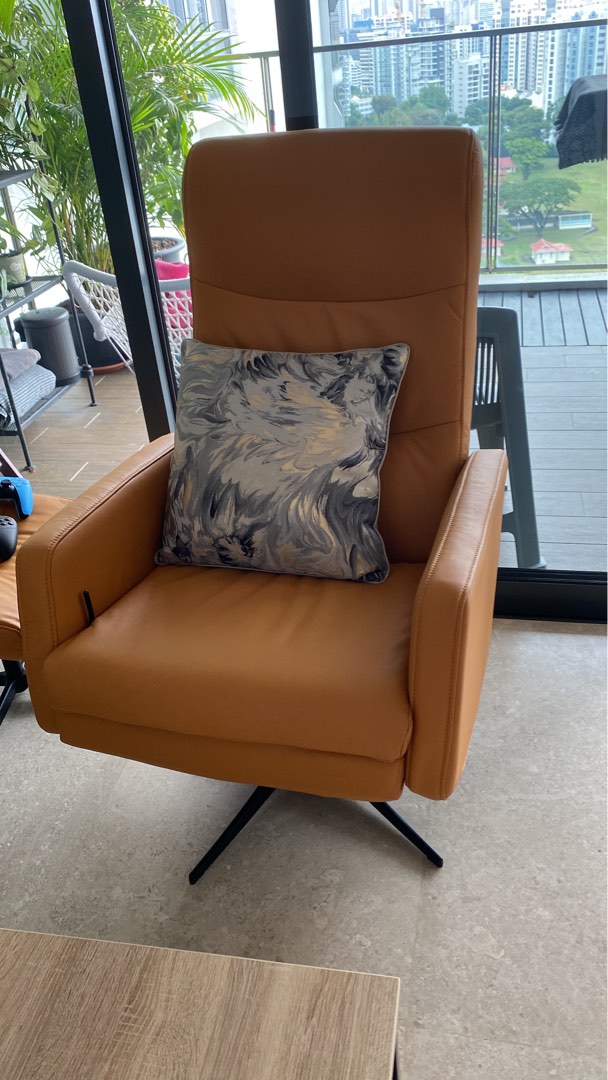 Almost New Leather Recliner Chair with leg rest, Furniture & Home ...