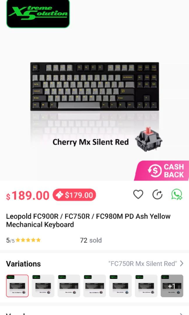 Leopold Silent Red Mechanical Keyboard, Computers & Tech, Parts & Accessories, Computer Keyboard ...