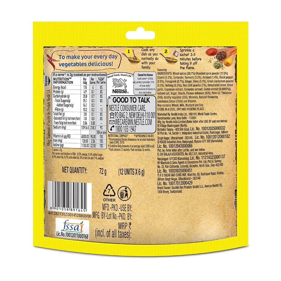 MAGGI Masala-ae-Magic Vegetable Masala, 72g Pouch (6g x 12 Sachets) | All in One Masala for Dry ...