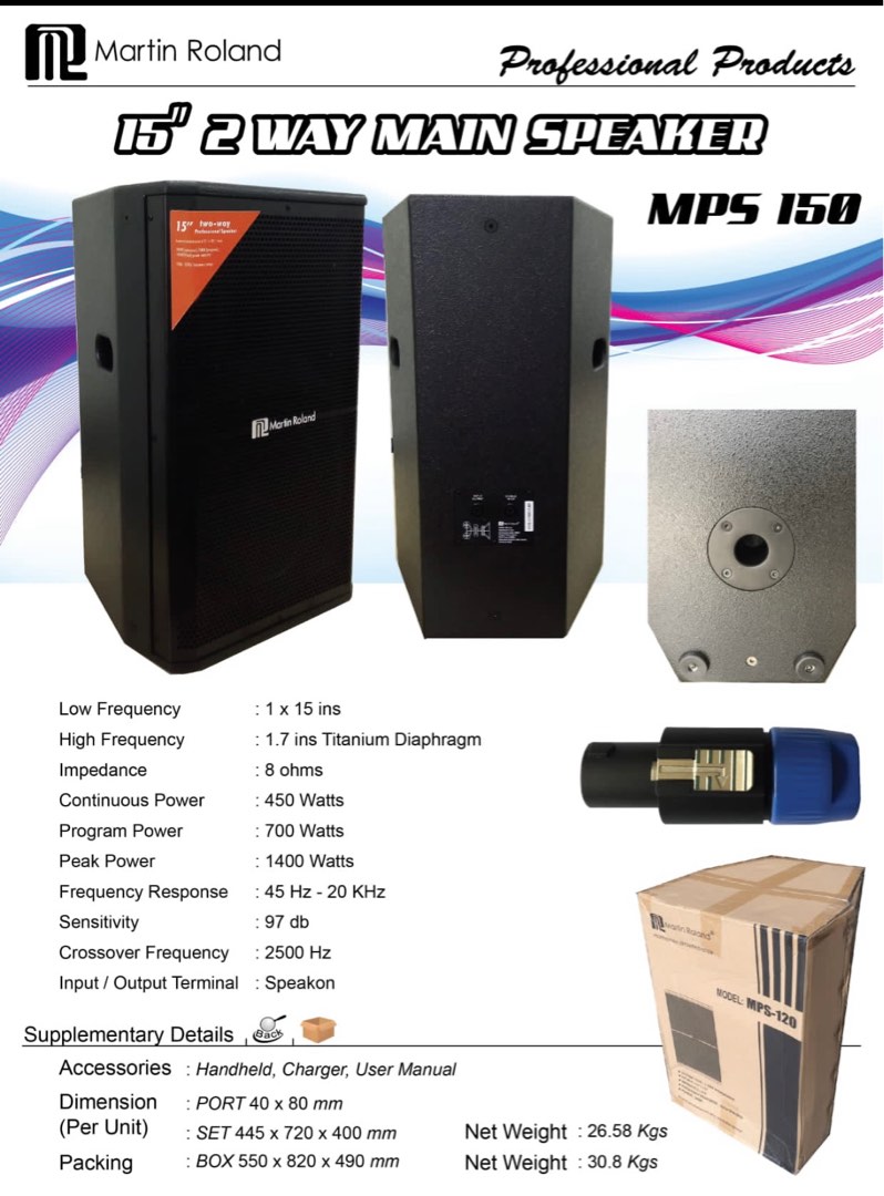 Martin roland 15 inch speaker pair 1 year warranty event , Audio, Soundbars, Speakers ...