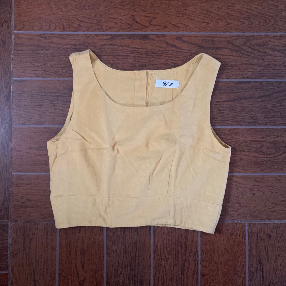 Muted Mustard Yellow Linen Top (BKK), Women's Fashion, Tops, Sleeveless ...