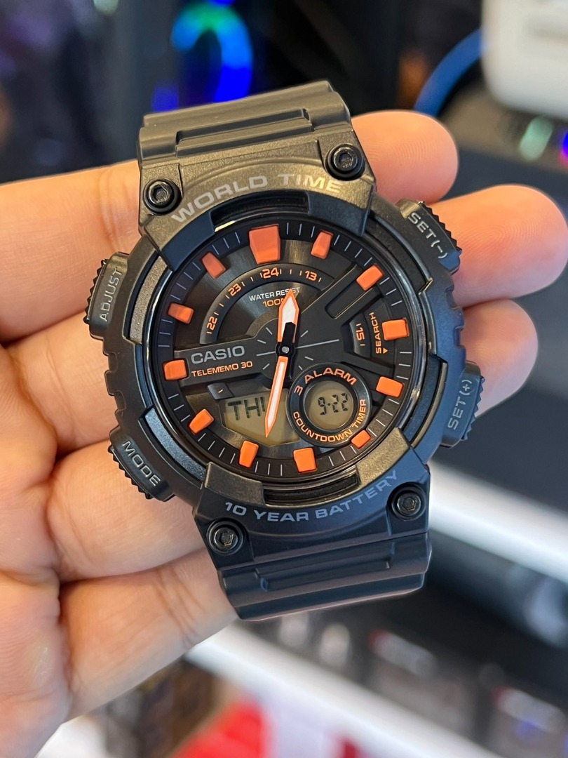 ORIGINAL CASIO World Time Resin Band Men's Watch AEQ-110W-1A2V / Legit ...