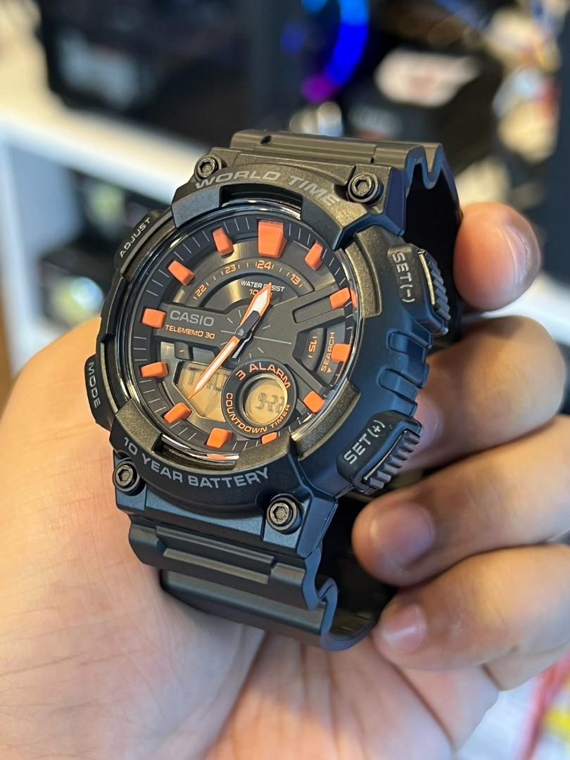 ORIGINAL CASIO World Time Resin Band Men's Watch AEQ-110W-1A2V / Legit Casio Analog Watch ...