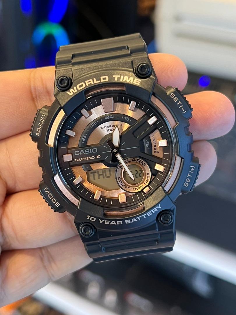 ORIGINAL CASIO World Time Resin Band Men's Watch AEQ-110W-1A3| Legit ...