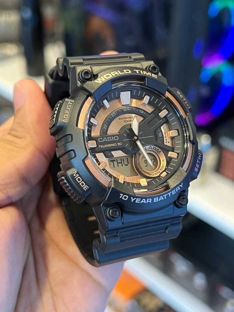 ORIGINAL CASIO World Time Resin Band Men's Watch AEQ-110W-1A3| Legit Casio Analog Men's Watch ...