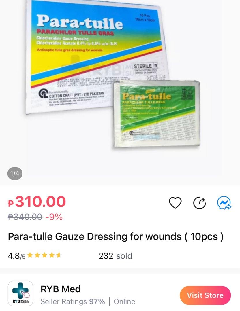 Paratulle wound dressing (9pcs), Health & Nutrition, Medical Supplies ...