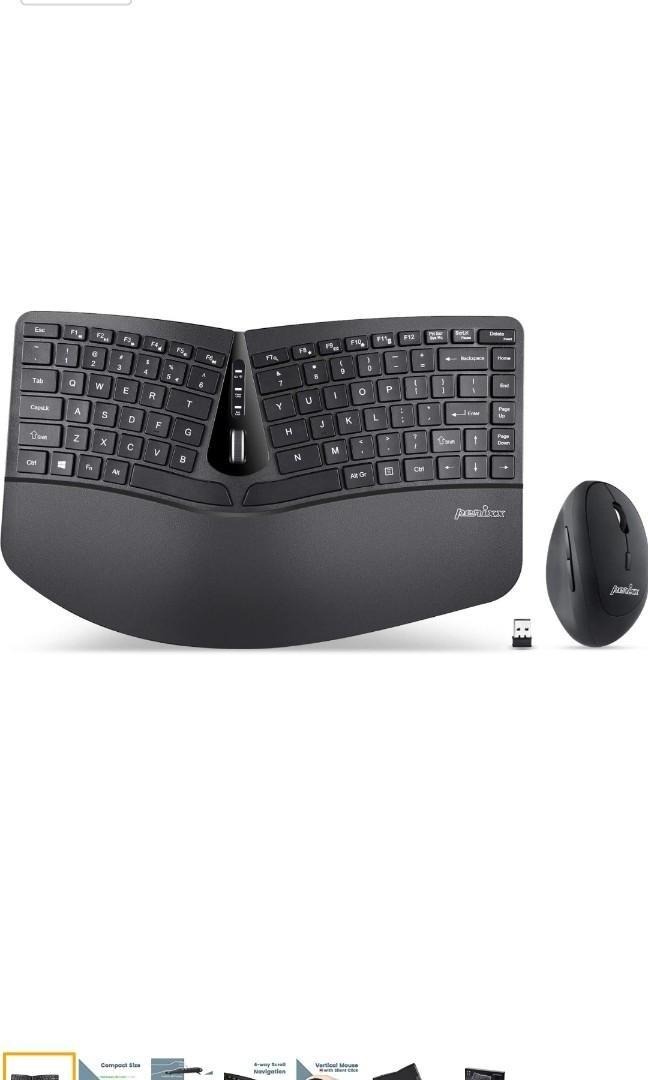 Perixx PERIDUO-606 Wireless Mini Ergonomic Keyboard with Portable ...