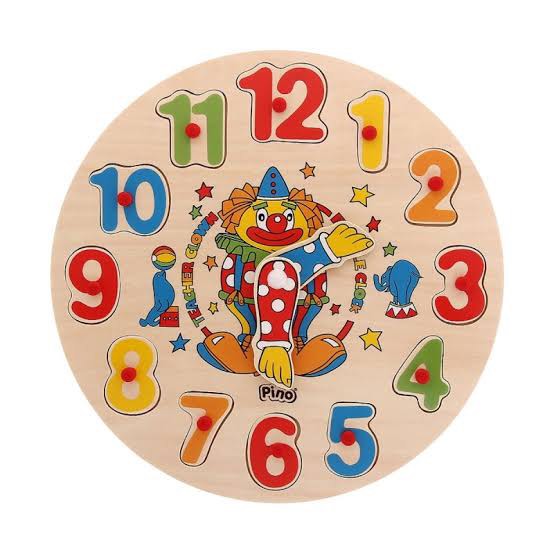 Pino Clown Wooden Puzzle Clock, Hobbies & Toys, Toys & Games on Carousell