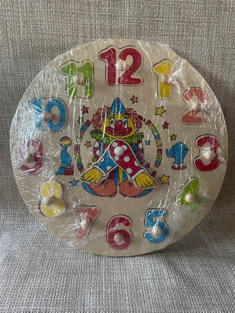 Pino Clown Wooden Puzzle Clock, Hobbies & Toys, Toys & Games on Carousell