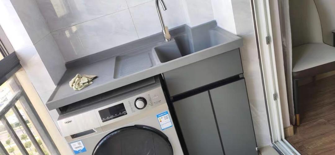 quartz basin with allumium washing machine cabinet for balcony/laundry ...